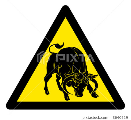 Caution Warning Bull Sign - Stock Illustration [8640519] - PIXTA