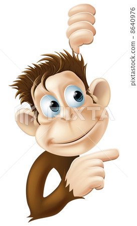 Monkey pointing and looking illustration - Stock Illustration [8640976 ...