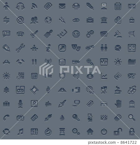 100 professional grey web icon set-插圖素材 [8641722] - PIXTA圖庫