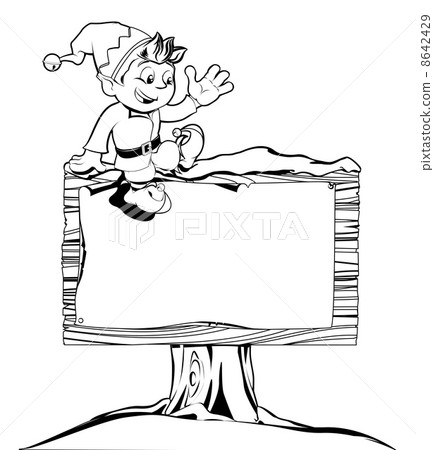 Cute Christmas Elf Sign - Stock Illustration [8642429] - PIXTA