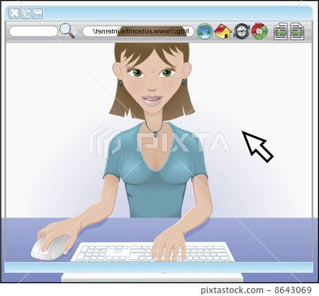 Young woman using the internet - Stock Illustration [8643069] - PIXTA