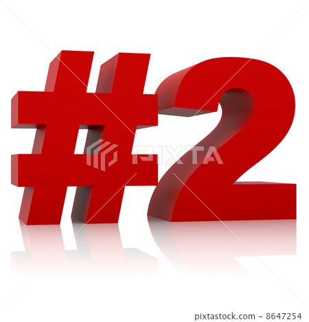 red number two sign isolated on white background - Stock Illustration ...
