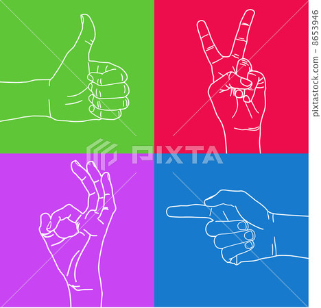 Color set of hand gestures - Stock Illustration [8653946] - PIXTA