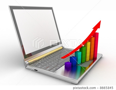 3d laptop with chart on a background of... - Stock Illustration ...