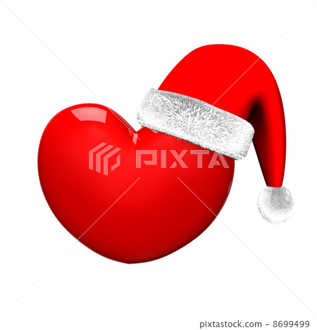 Red Heart With Santa Cap - Stock Illustration [8699499] - PIXTA