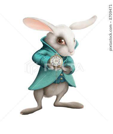 white rabbit with clock - Stock Illustration [8709471] - PIXTA
