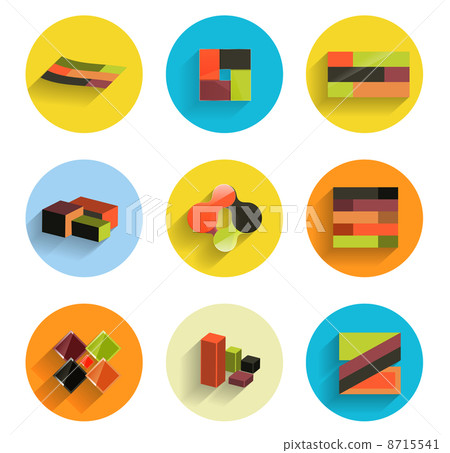 Infographic inside colorful circles. Flat icon set - Stock Illustration ...