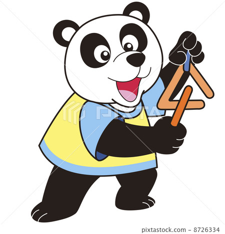 Cartoon Panda Playing a Triangle - Stock Illustration [8726334] - PIXTA