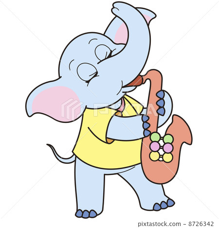 Cartoon Elephant Playing a Saxophone-插圖素材 [8726342] - PIXTA圖庫