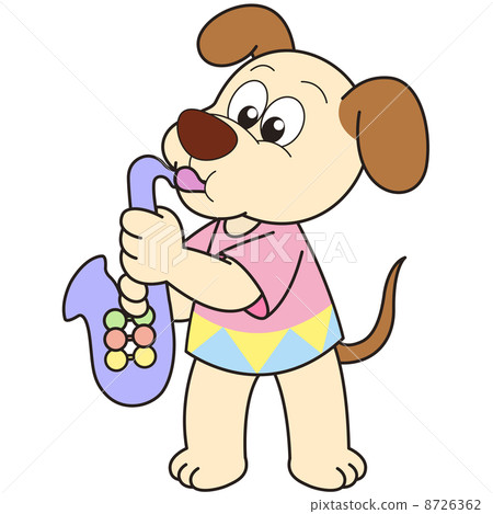 Cartoon Dog Playing a Saxophone - Stock Illustration [8726362] - PIXTA