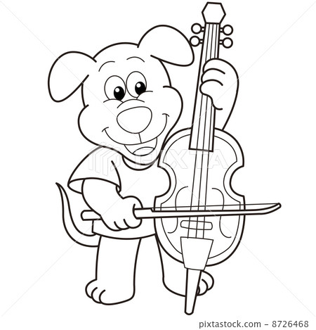 Cartoon Dog Playing a Cello - Stock Illustration [8726468] - PIXTA