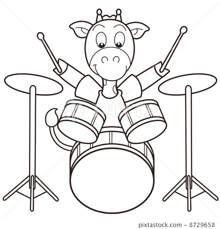 Cartoon Giraffe Playing Drums - Stock Illustration [8729658] - PIXTA