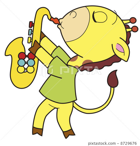 Cartoon Giraffe Playing a Saxphone - Stock Illustration [8729676] - PIXTA