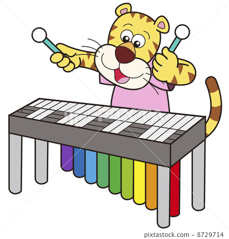 Cartoon Tiger Playing a Vibraphone - Stock Illustration [8729714] - PIXTA