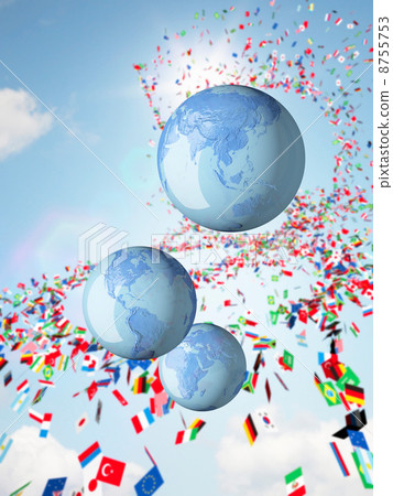 The Earth and the Flags of Flags - Stock Illustration [8755753] - PIXTA