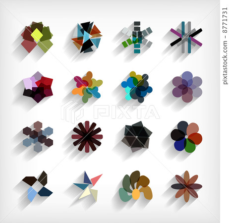 3d flat geometric abstract business icon set - Stock Illustration ...