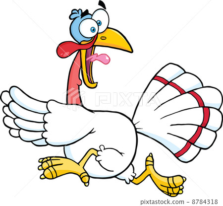White Turkey Escape Cartoon Character - Stock Illustration [8784318 ...