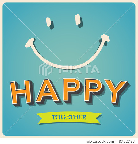Happy and smile face retro poster - Stock Illustration [8792783] - PIXTA