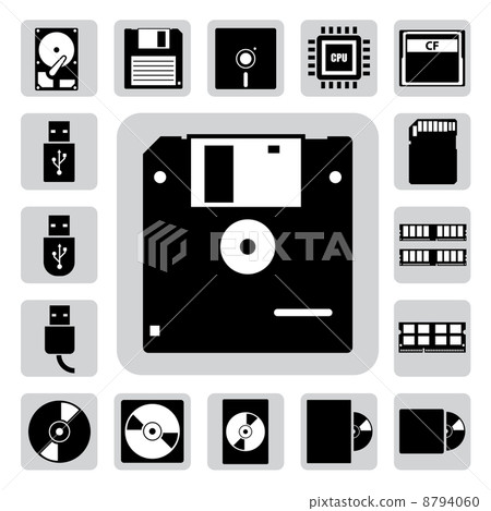 Computer and storage icons set. - Stock Illustration [8794060] - PIXTA