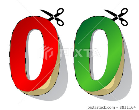 scissors cutting zero stickers - Stock Illustration [8831164] - PIXTA