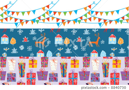 Christmas banner set with patterns - Stock Illustration [8840730] - PIXTA