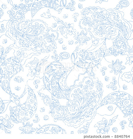 Paisley lace seamless pattern - Stock Illustration [8840764] - PIXTA