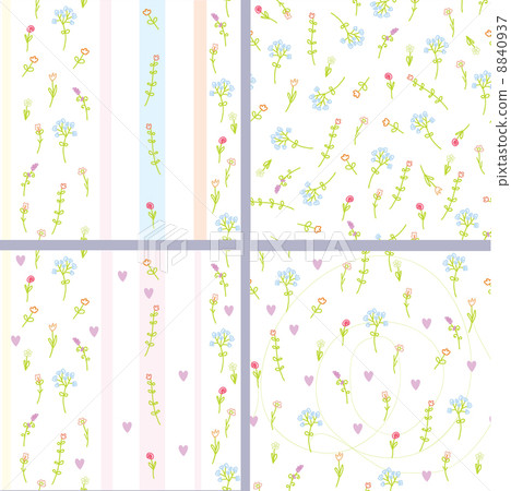 Floral seamless pastel patterns set - Stock Illustration [8840937] - PIXTA