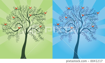 Summer and winter tree - Stock Illustration [8841217] - PIXTA