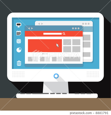 Modern personal computer with open browser on... - Stock Illustration ...