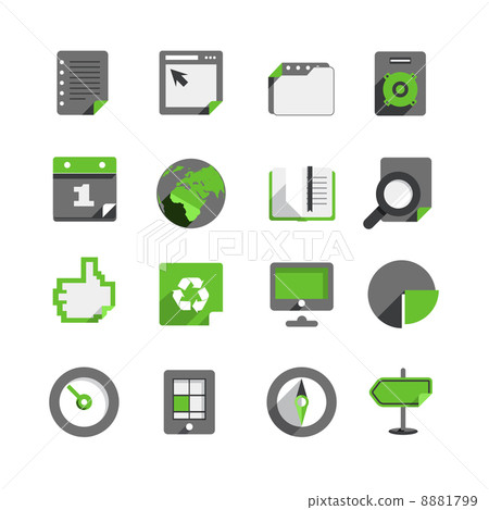 Flat design monochrome icons collection... - Stock Illustration ...