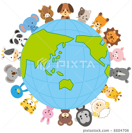 Animal earth globe - Stock Illustration [8884706] - PIXTA