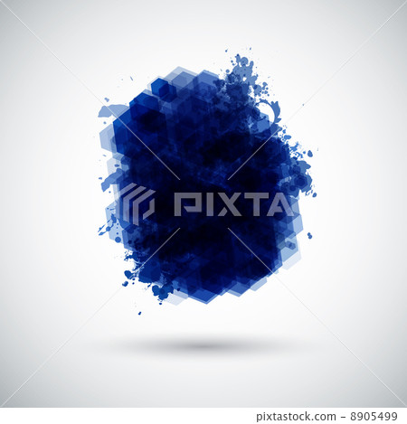 Stylized ink blot made of hexagons with floral... - Stock Illustration ...