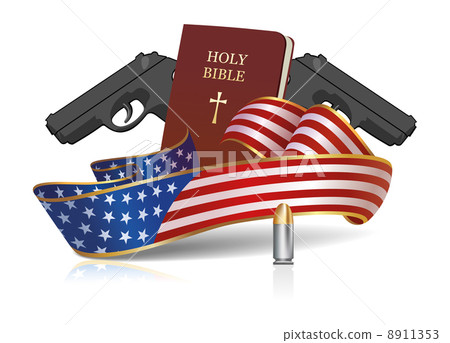 Guns and Holy Bible - American culture! - Stock Illustration [8911353 ...