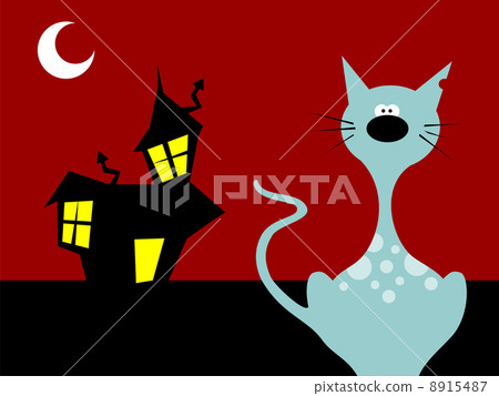 Halloween night cat - Stock Illustration [8915487] - PIXTA