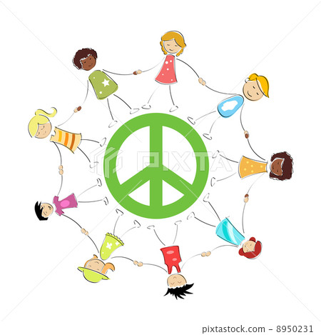peace sign with kids - Stock Illustration [8950231] - PIXTA