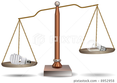bulb and cfl in beam balance - Stock Illustration [8952958] - PIXTA