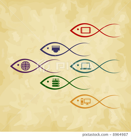 Fish the computer - Stock Illustration [8964987] - PIXTA