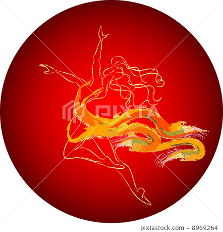 Young woman dancing fiery dance - Stock Illustration [8969264] - PIXTA