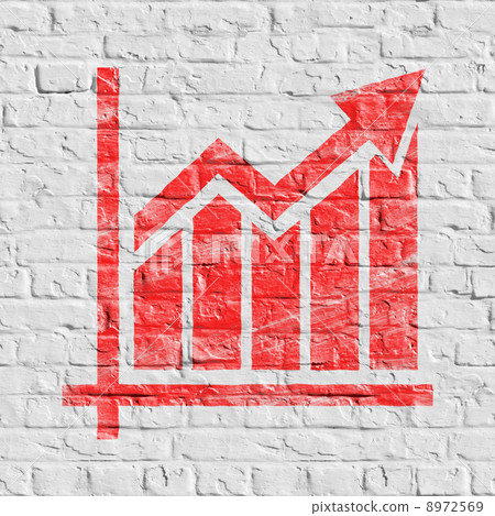 Red Growth Chart Icon on White Brick Wall. - Stock Illustration ...