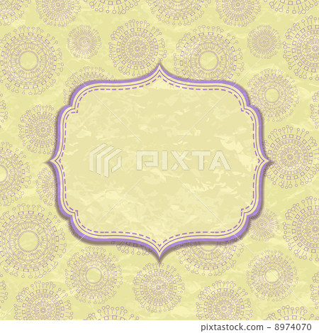 Light Yellow Vintage Card with Violet Decor - Stock Illustration ...