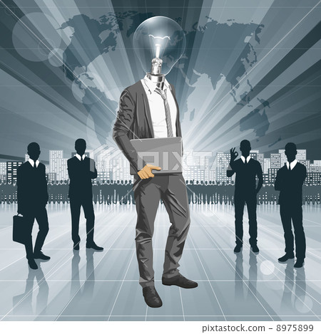 Lamp Head Man With Laptop - Stock Illustration [8975899] - PIXTA