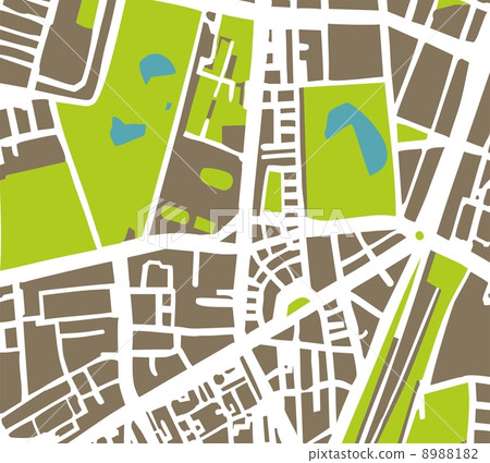 Abstract vector hand drawn city map with... - Stock Illustration ...