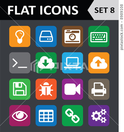 Universal Colorful Flat Icons. Set 8. - Stock Illustration [8989108 ...