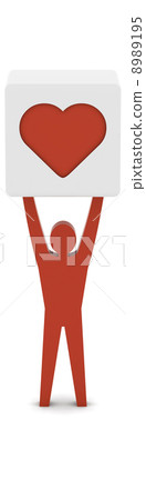 Man holding the hearth icon. Concept 3D... - Stock Illustration ...