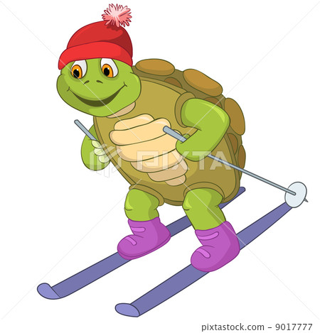 Funny Turtle. Skiing. - Stock Illustration [9017777] - PIXTA