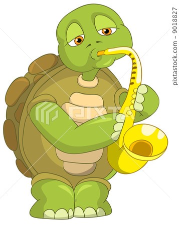Funny Turtle. Saxophonist. - Stock Illustration [9018827] - PIXTA