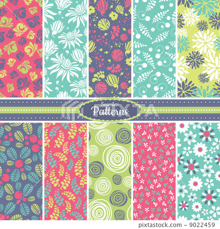 Collection of seamless pattern backgrounds - Stock Illustration ...
