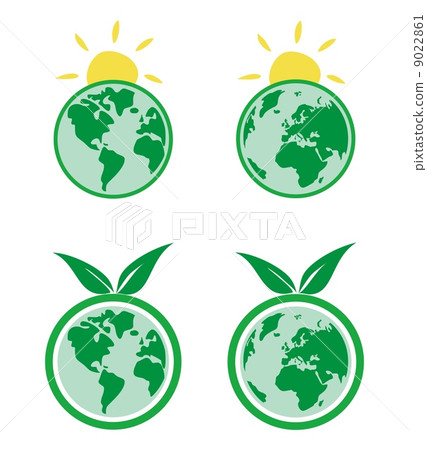 Vector eco planet earth icon set. World globe... - Stock Illustration ...