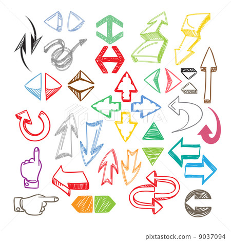 Hand-drawn color arrows collection - Stock Illustration [9037094] - PIXTA