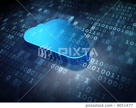 Cloud technology concept: Blue Cloud on digital - Stock Illustration ...